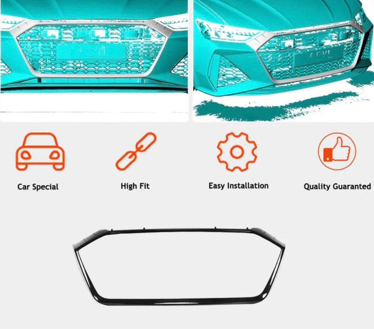 Audi RS6/RS7 Carbon Fiber Front Grille Frame Outline Cover