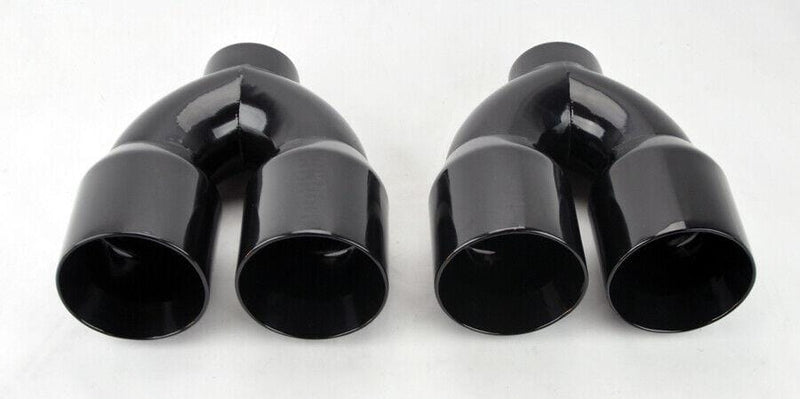Universal 2.5in Inlet Quad Style Black Dual Exhaust Tips for Sale